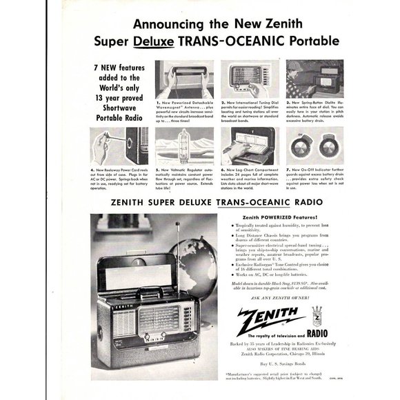 Zenith | Other | Zenith Super Deluxe Transoceanic Portable Radio ...